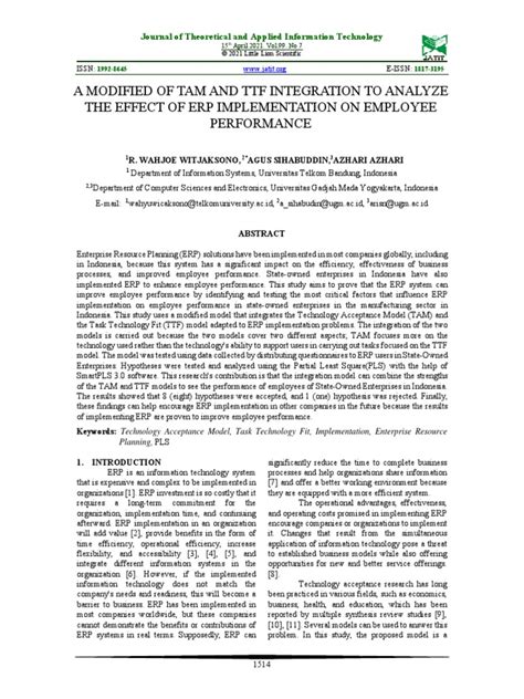 The Effect Of Erp Implementation On Empl Pdf Coefficient Of