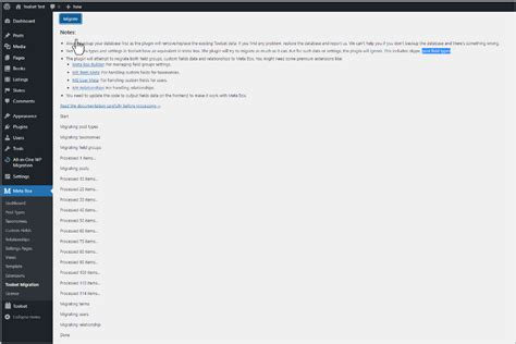 walkthrough of the toolset to meta box migration process webtng