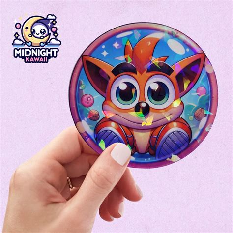 Holographic Crash Bandicoot Sticker Cute Funny Decal For Car Laptop