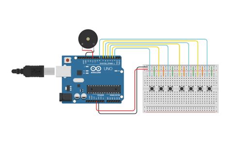 Circuit Design Piano No Arduino Simples Tinkercad