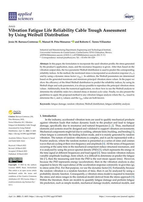 PDF Vibration Fatigue Life Reliability Cable Trough Assessment By