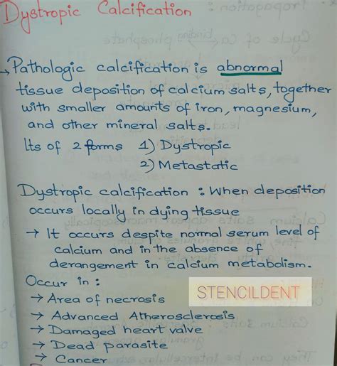 Dystropic Calcification Pathogenesismorpholgy Histology