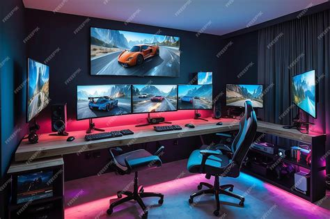 Premium Photo Multiscreen Gaming Setup Serious Gamers And Multitaskers