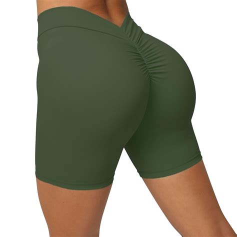 Ydkzymd Running Shorts Women V Back Twist Scrunch Butt Lifting Sport