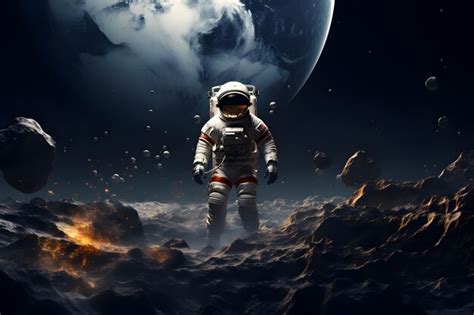 Premium Ai Image Astronaut Stands On The Surface Of The Unknown