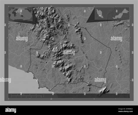 Negeri Sembilan State Of Malaysia Bilevel Elevation Map With Lakes