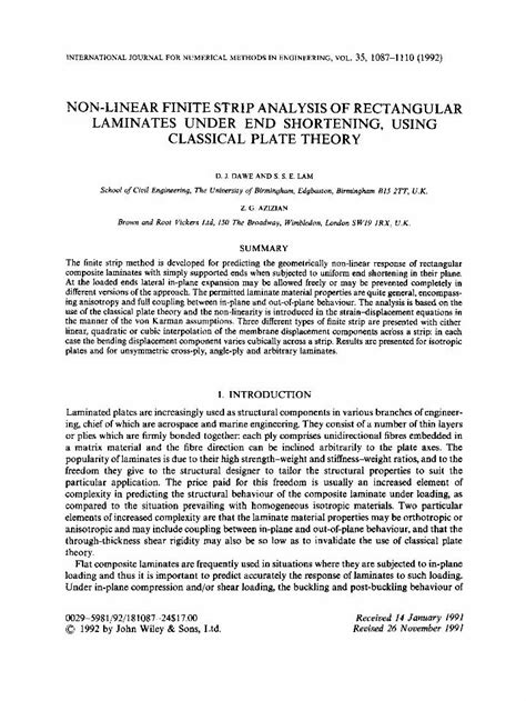 pdf non linear finite strip analysis of rectangular laminates under