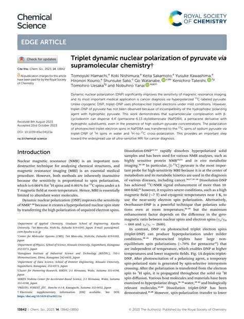 Pdf Triplet Dynamic Nuclear Polarization Of Pyruvate Via Supramolecular Chemistry