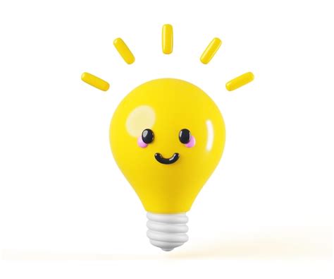 Premium Photo Cute Light Bulb Cartoon Kawaii Character With Smile 3d