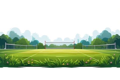 Premium Photo Soccer Field With Goal And Trees Isolated Element Flat