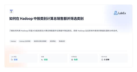 如何在 hadoop 中按类别计算总销售额并筛选类别 labex