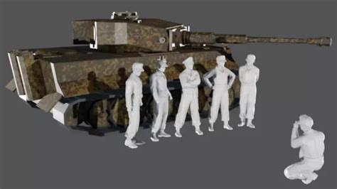 WWII GERMAN TANK Crew Photo Pose With Photographer Peaked Caps Figure Set PicClick UK