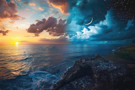 Premium Photo Composite Sum Integrating Day And Night Time Change Concept