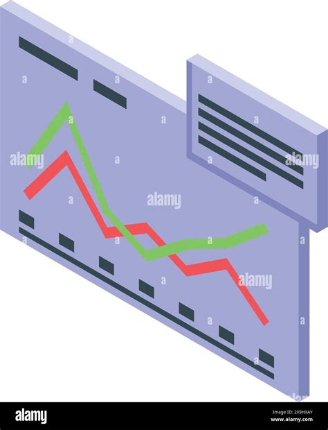 Isometric Illustration Of A Chart Board Displaying Upward And Downward Trend Lines Stock Vector