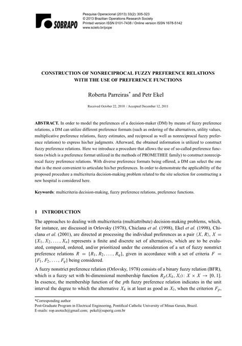 Pdf Construction Of Nonreciprocal Fuzzy Preference Relations With The