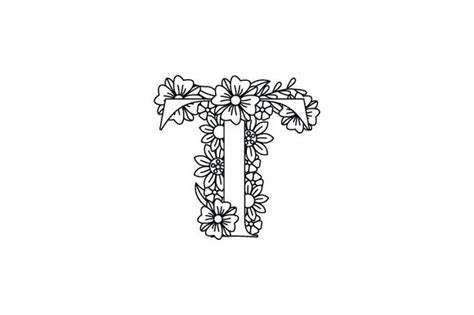 Letter T Coloring Pages For Adults Floral T Alphabet Coloring Page