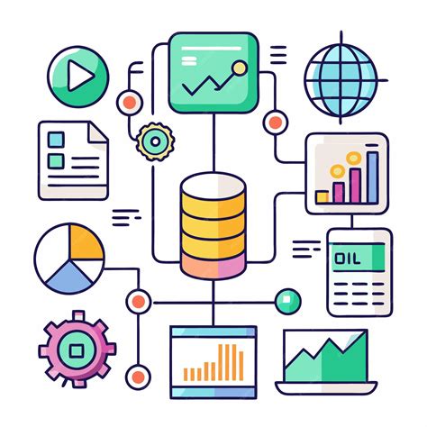 Data Analysis And Management System With Icons Graphs And Charts
