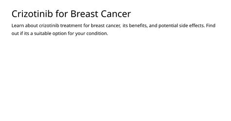 Crizotinib For Breast Cancer Meds Is