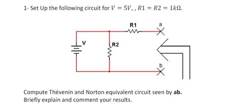 solved 1 set up the following circuit for v 5v r1 r2 1kΩ