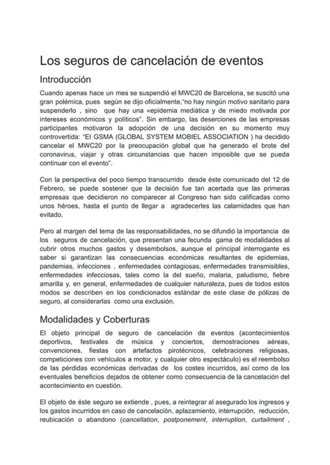 Los seguros de cancelación de eventos PDF