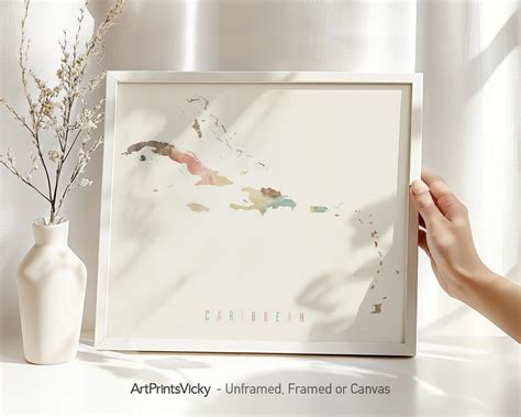 Caribbean Map Poster Print Personalised Ts Wall Art Decor For