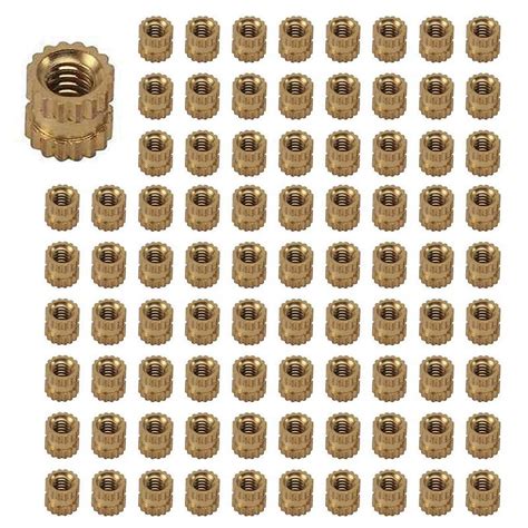 M2 X 3mm Brass Cylinder Knurled Threaded Round Insert Embedded Nuts