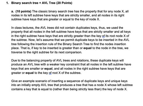 Solved A Points The Classic Binary Search Tree Has The Chegg