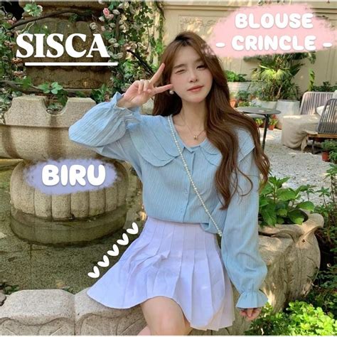 Jual Ios Shop Sisca Blouse Crincle Lengan Panjang Wanita Korean Style