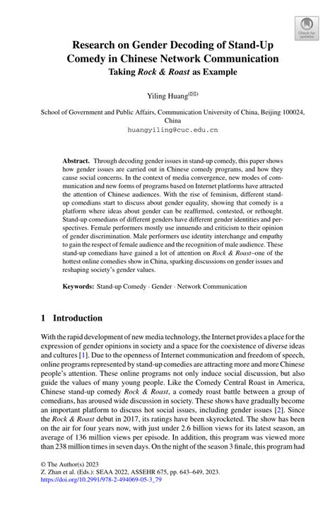 PDF Research On Gender Decoding Of Stand Up Comedy In Chinese Network Communication Taking