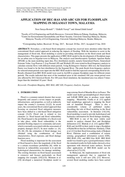 Pdf Application Of Hec Ras And Arc Gis For Floodplain Mapping In