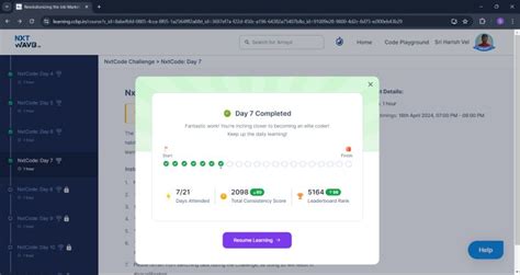 Nxtcode Nxtwave Consistency Sri Harish Vel M