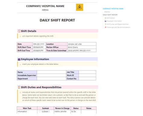 8 Free Shift Report Template For Accurate Reporting Clickup