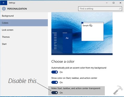 How To Disable Aero Glass Transparency From Start Taskbar Action Center In Windows