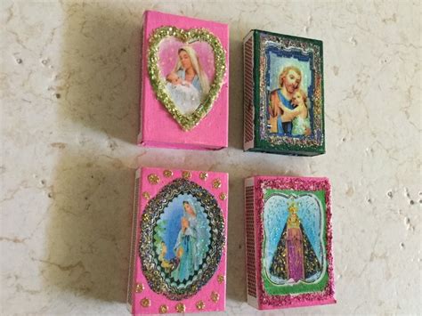 Decorative Matchboxes Angels Kittens Religious Wood Stick Matches In Sets Of Four Etsy
