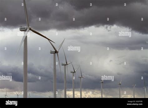 Wind Generators At Work Creating Electricity Stock Photo Alamy