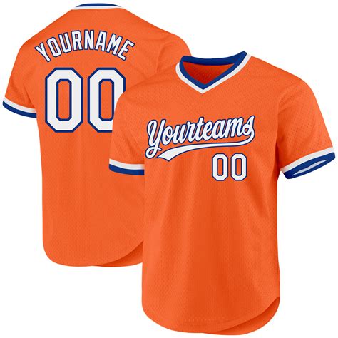 Custom Orange White Royal Authentic Throwback Baseball Jersey Free