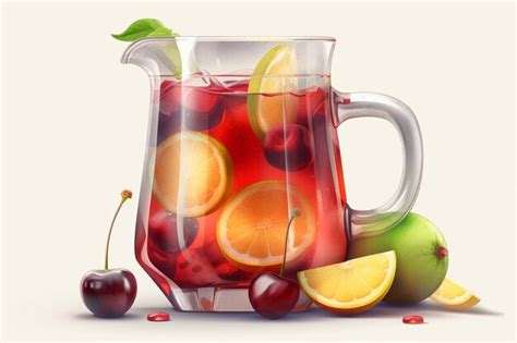 Premium Ai Image A Pitcher Of Sangria With Fruit And A Slice Of Lime