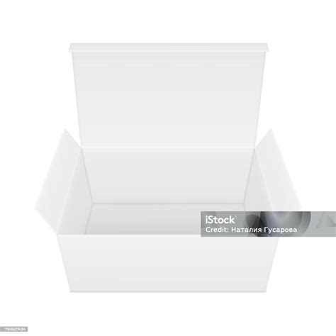 빈 열린 직사각형 종이 상자의 벡터 사실적인 이미지 흰색에 격리 그라데이션 메시를 사용하여 이미지를 만들었습니다 벡터 Eps 10 0명에 대한 스톡 벡터 아트 및 기타