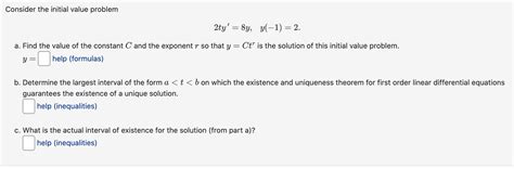 Solved Consider The Initial Value