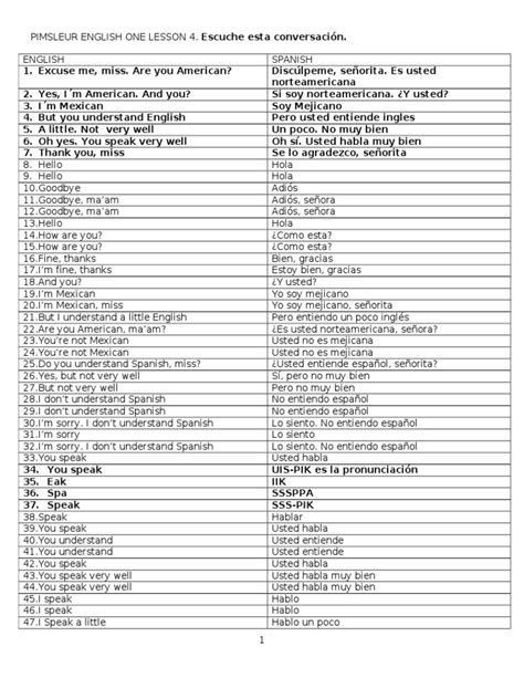 pimsleur english 01 lesson 04 pdf escritura latina comunicación