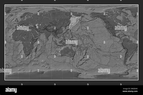 Okhotsk Tectonic Plate On The Bilevel Elevation Map In The Patterson Cylindrical Projection