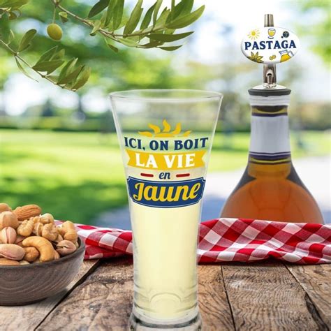Coffret Pastis La Vie En Jaune Verre Bec Verseur