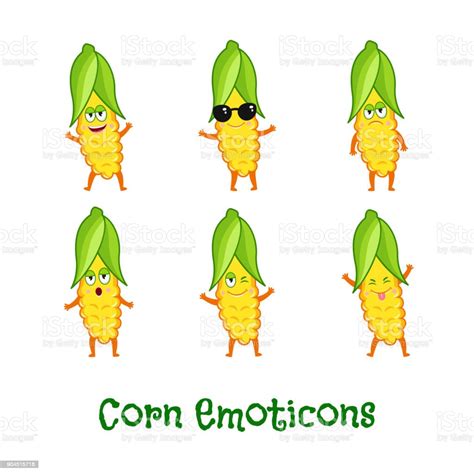 옥수수 미소입니다 귀여운 만화 이모티콘입니다 Emoji 아이콘 감정에 대한 스톡 벡터 아트 및 기타 이미지 감정 노랑