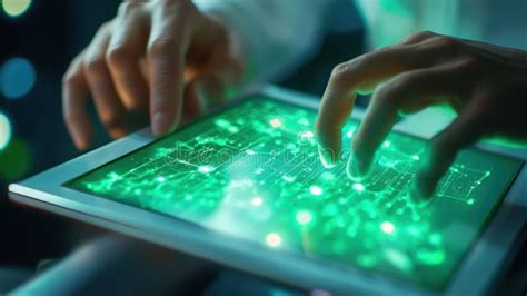 Software Engineer Working With Futuristic Digital Tablet And Exploring