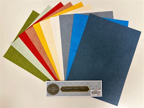 Crushed Velvet Mixed Colour Paper Pack 120gsm A4 20 Sheets By Jamie
