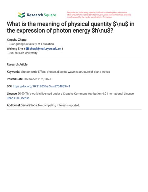 Pdf What Is The Meaning Of Physical Quantity Nu In The Expression