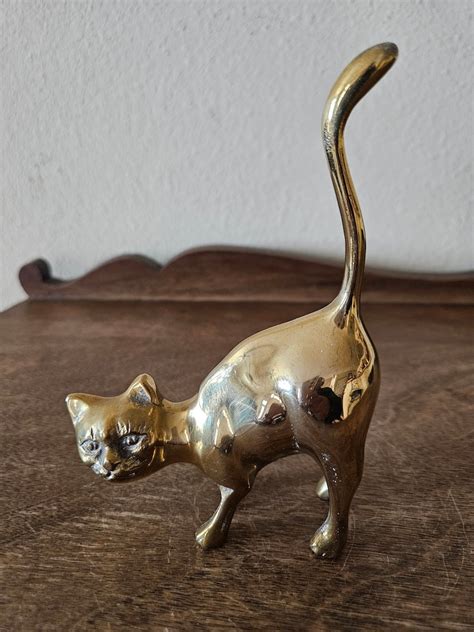 Vintage Leonard Solid Brass Collection Cat Figurine Made In Korea Etsy