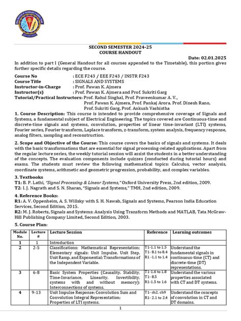 Handout To Signals And Systems Pdf Fourier Transform