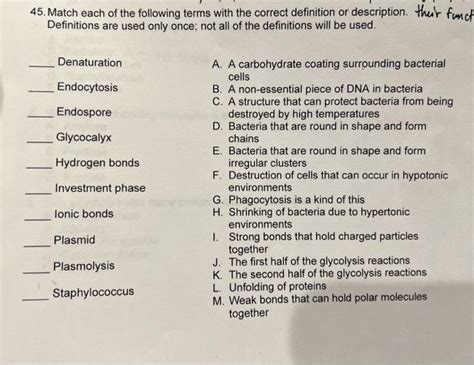 Solved 45 Match Each Of The Following Terms With The Chegg