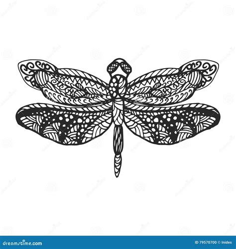 Dragonfly Stencil Pattern Vector Illustration Stock Vector